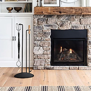 26" Fireplace Fire Pit Tongs & 32" Fire Pit Poker, Fireplace Wood Stove Firewood Tongs, Black Heavy Duty Wrought Iron Log Grabber Fire Pit Tools for Campfire, Fireplace, Bonfires, Indoor&Outdoor Use