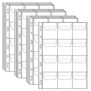 Homgaty 10 Sheets Coin Collection Supplies, Coin Pocket Page Coin Holders Stamp Binder Sheets Currency Collecting Album Book Sleeves (12 Pocket) (12 Pocket)