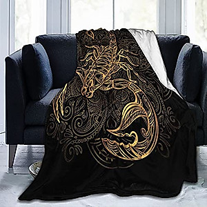 Scorpion Tattoo Fleece Blanket Fuzzy Soft Plush Blanket for All Season Spring Summer Autumn Throws for Couch Bed Sofa 50"x40"