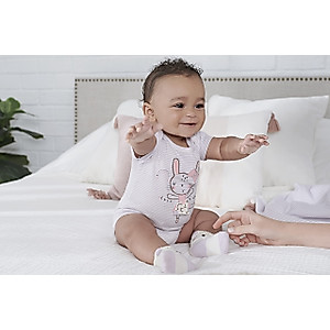 Gerber Baby Girls' 4-Pack Short Sleeve Onesies Bodysuits, Bunny Ballerina Purple, 0-3 Months