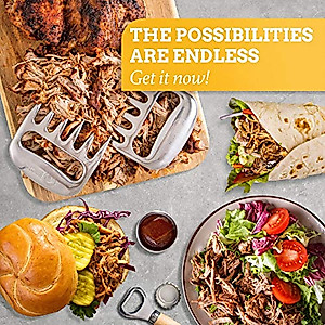 Mountain Grillers Meat Claws Meat Shredder for BBQ - Perfectly Shredded Meat, These Are The Meat Claws You Need - Best Pulled Pork Shredder Claw x 2 For Barbecue, Smoker, Grill (Stainless Steel)