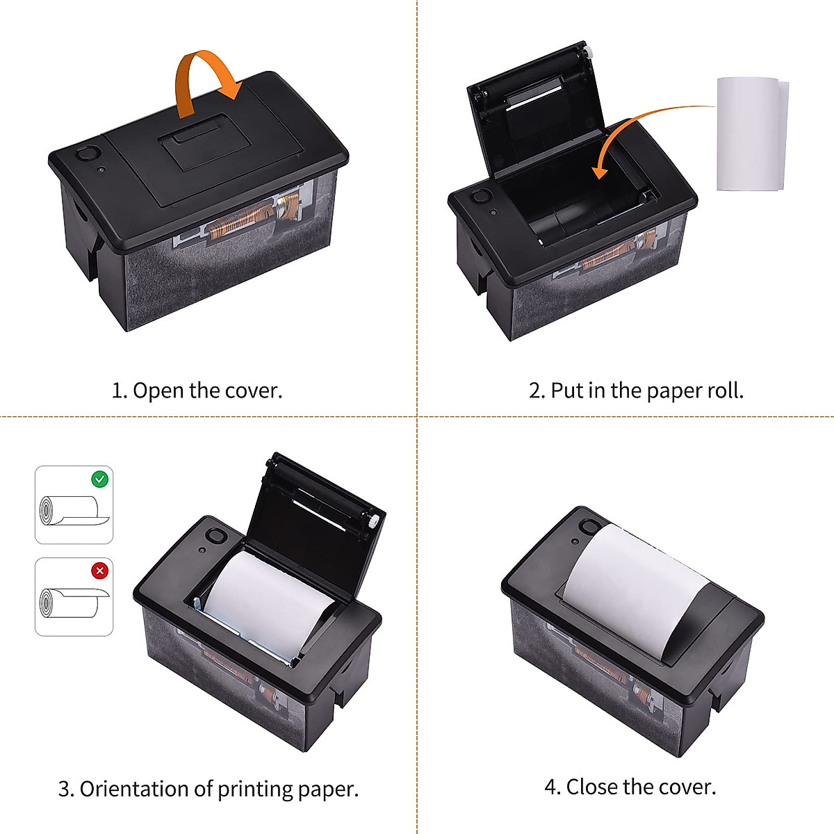 HUIOP Thermal Receipt Printer,Embedded Thermal Receipt Printer 58MM Mini Printing Module Low Noise with USB/RS232/TTL Serial Port Support ESC/POS Commands for Weighing Apparatus Cash Register