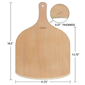 2 Pack Wooden Pizza Peel, 12 inch Premium Large Pizza Paddle Cutting Board for Pizza Oven, Stone, Pan or Grill, Pizza Spatula for Baking Bread and Cake Indoor&Outdoor