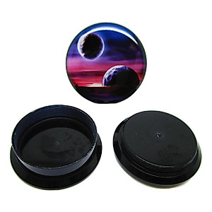 Pierced Republic Purple Planets & Moon Ear Plugs - Acrylic Screw-On - 10 Sizes - Pair (2 Gauge (6mm))