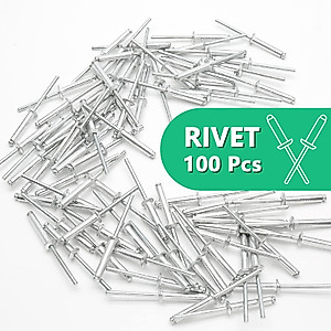 Qjaiune 100Pcs Aluminum Pop Rivets 3/16" x 1" (Diameter x Grip Length), Dome Head Blind Rivets for Sheet Metal Automotive Railway