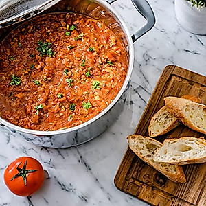 GrandTies Tri-Ply Stainless 3-Piece Induction Pots and Pans Set, Casserole Stockpot, Frying Pan, Kitchen Cooking Pot with Lid and Black Metal Handle, Dishwasher Safe Cookware