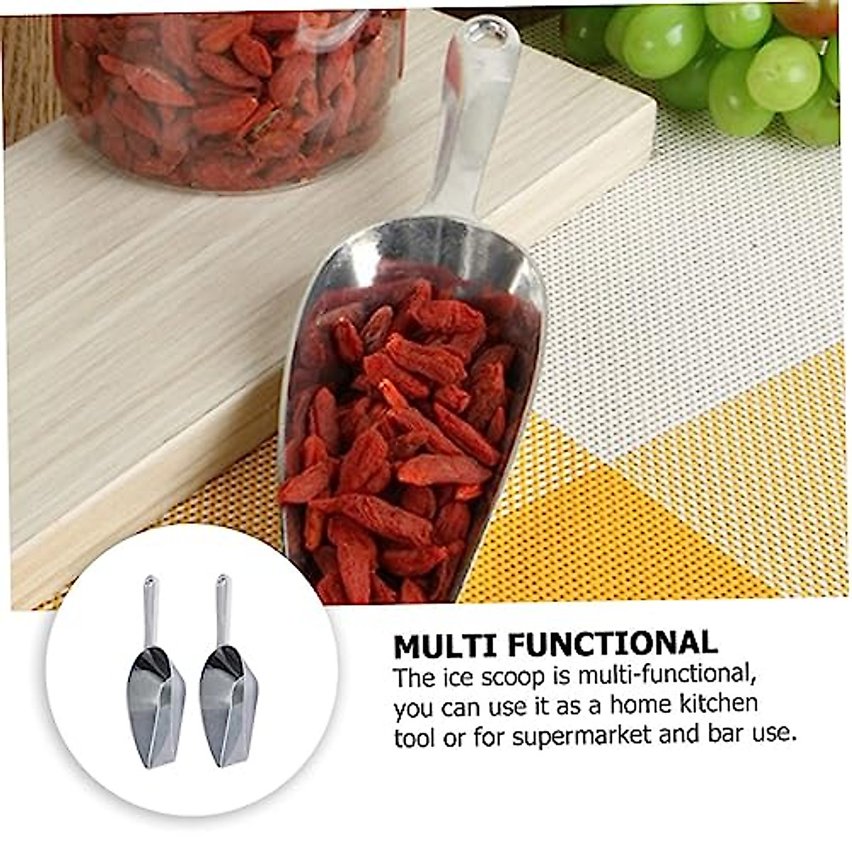 Zerodeko 2pcs Ice Scoop Condiments Scoop Metal Food Scoop Kitchen Scoops Pooper Scooper Metal Ice Cube Candy Stainless Steel Ice Scoop Professional Bar Scoop Professional Ice Scoop Silver