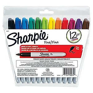 SHARPIE Fine Point Permanent Marker,Assorted Classic,12-Count