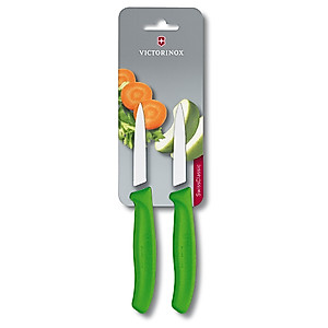Victorinox Swiss Classic 2 Piece Paring Knife Set Straight Edge Pointed Tip - Green