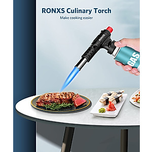 RONXS Butane Torch lighters, 2 Flame Mode Kitchen Cooking Torch with Inverted Use Adjustable Flame Culinary Blow Torch for BBQ, Baking, Sushi, Butane Not Included