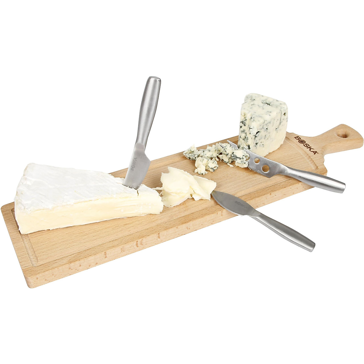 Boska Stainless Steel Cheeseboard Knife Set Amigo - For All Types of Cheese - Multi-Functional Cheese Slicer - Handheld Slicer - Silver Non-Stick - Dishwasher Safe - For Kitchen Cooking