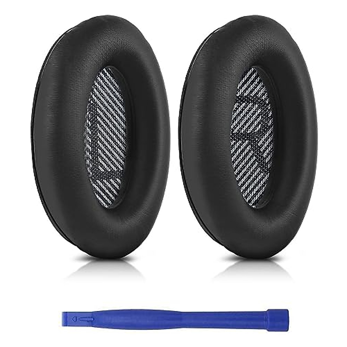 T Tersely Replacement Earpads Cushions for Bose QuietComfort 35 II/45 (QC35/QC45/QC35 II) Headphones,with QC35 Shaped Scrims with 'L and R' Lettering QC25 QC15 QC2 SoundTrue SoundLink Ear Pads (Black)
