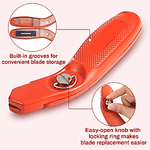 Lasnten 2 Pcs Knife for Cutting Carpet Heavy Duty Carpet Knife with 6 Blades Utility Carpet Tools Knife for Carpet Box Cutter Roofing Cutting Purpose, Aluminum