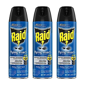 Raid Flying Insect Killer, Kills Flies, Mosquitoes, and Other Flying Insects on Contact, For Indoor and Outdoor Use, 15 oz (Pack of 3)