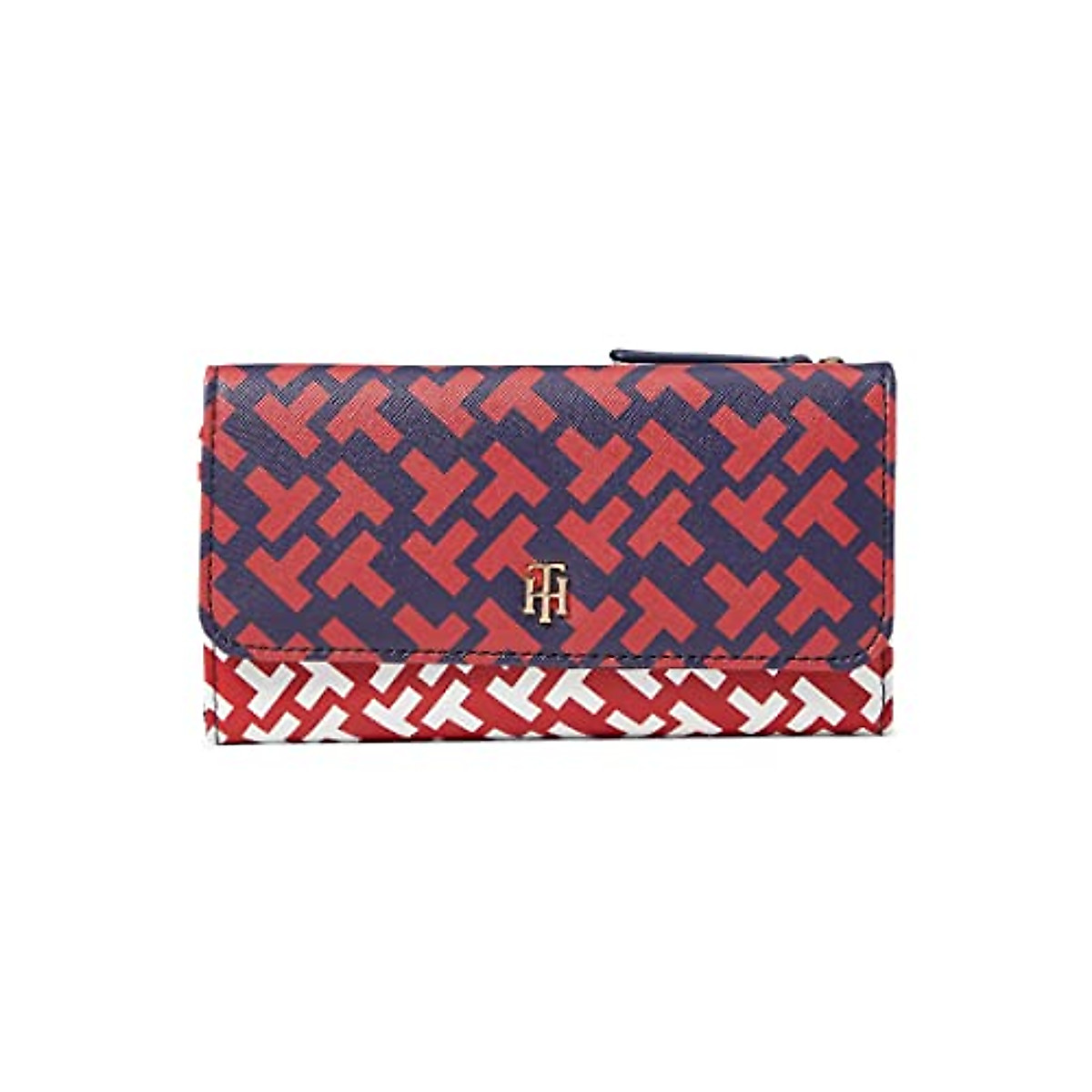 Tommy Hilfiger Beth II Flap Continental Wallet Bias Bicolor Texture PVC Navy/Red Multi One Size