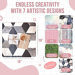 Magipea Photo Backdrop Board - 7 Designs Sand, Terrazzo, Bricks, Rhyolite, Stone Wall, Painting - Flat Lay Backgrounds for Jewelry or Food Product - Replica Surfaces 13x13in - Instagram Pics Anywhere