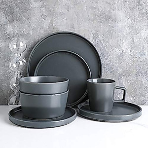 Stone Lain Coupe Stoneware Dinnerware Set, Service for 4, Gray Matte