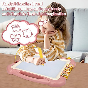 LZZAPJ Magnetic Drawing Board, Large Color Etch A Magnet Sketch Doodle for Toddlers, Learning Painting Writing Pad, Best Birthday Easter Gifts Toy for Kids Boys or Girls 3 4 5 6 7 Years Old (Pink)