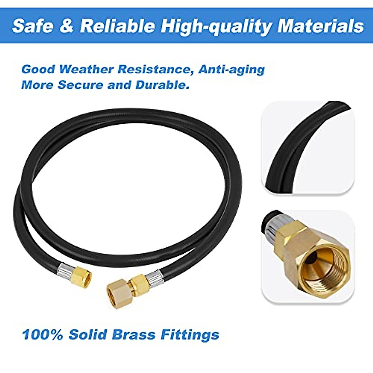 Skyflame Natural Gas Connection Hose, Complete NG Fire Pit Installation Kit from Burner to Natural Gas, Includes 1/2" Control Valve Key Set, 2 PCS 60" Connect Hoses