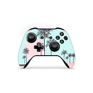 ZOOMHITSKINS Controller Skin Compatible with X1 S and X1 X, Vinyl Sticker Technology, Tropical Pastel Blue Pink Palm Tree Summer California Dream, Durable, 1 Skin, Made in The USA