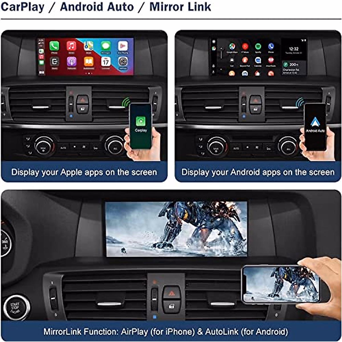 Ninetom Wireless CarPlay Android Auto Retrofit Kit for 2013-2018 Audi A3/S3, Carplay Module Receiver Box Support Navigation, Maps, Music, Mirroring, Camera