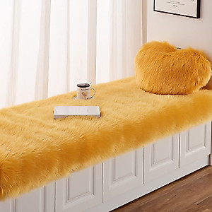 Luxury Faux Sheepskin Fur Area Rug Soft Fluffy Area Rugs,Shag Plush Fur Carpet Faux Fur Rug for Bedroom Floor Sofa Living Room,3 x 5 Feet Rectangle,Gold