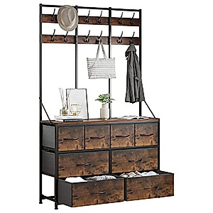 LUMTOK 8 Drawer Dresser, Chest of Drawers for Bedroom Living Room, Entryway, Fabric Storage Chest for Closets (Rustic Brown)