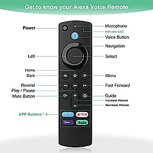 Replacement Voice Remote fit for Fire TV (3rd Gen, Pendant Design),Fire TV Stick (2nd Gen,3r Gen,4K,4K Max),Fire TV Stick Lite,Fire TV Cube Remote (1st and 2nd Gen)