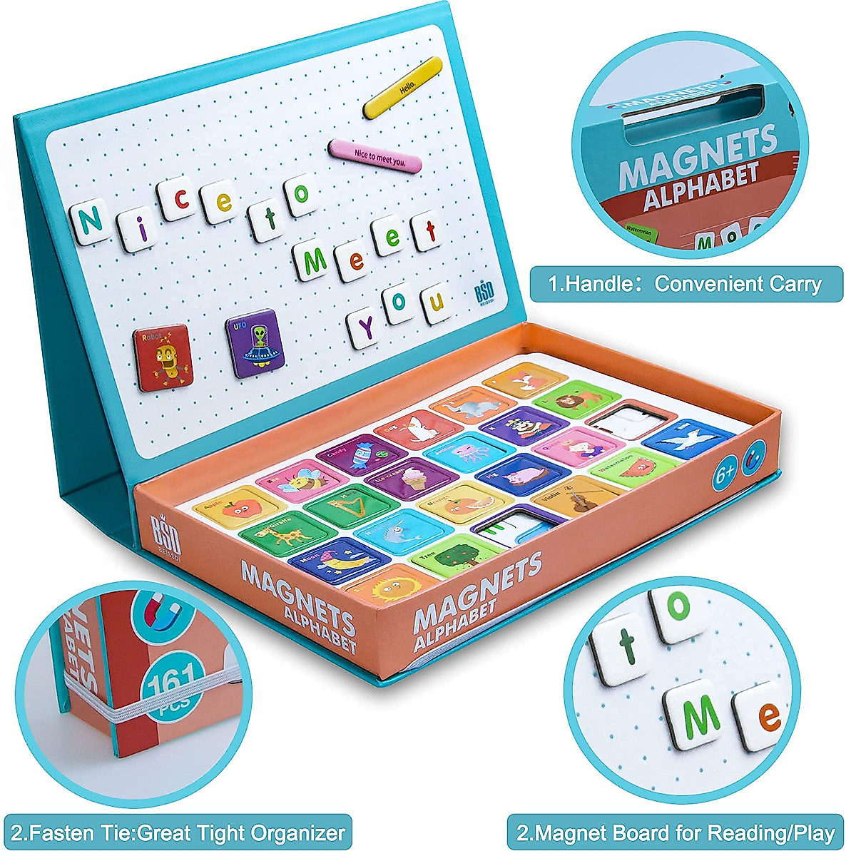 161Pcs Magnetic Letters Numbers Foam Magnets Funny Alphabet Magnets for Fridge Baby Magnets with Zoo and Farm Animals Educational Toy with Magnet Board Spelling Learning Preschool Toy