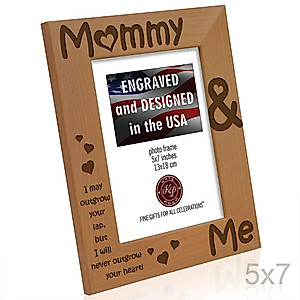 KATE POSH - Mommy & Me Engraved Natural Wood Picture Frame, I Love Mommy Photo Frame, New Baby Gifts, Nursery Picture Frame, New Mom Gifts (5x7-Vertical)