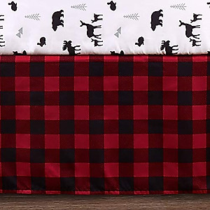 The Peanutshell Buffalo Plaid Crib Bedding Set for Boys or Girls, Woodland Animals, 3 Pieces