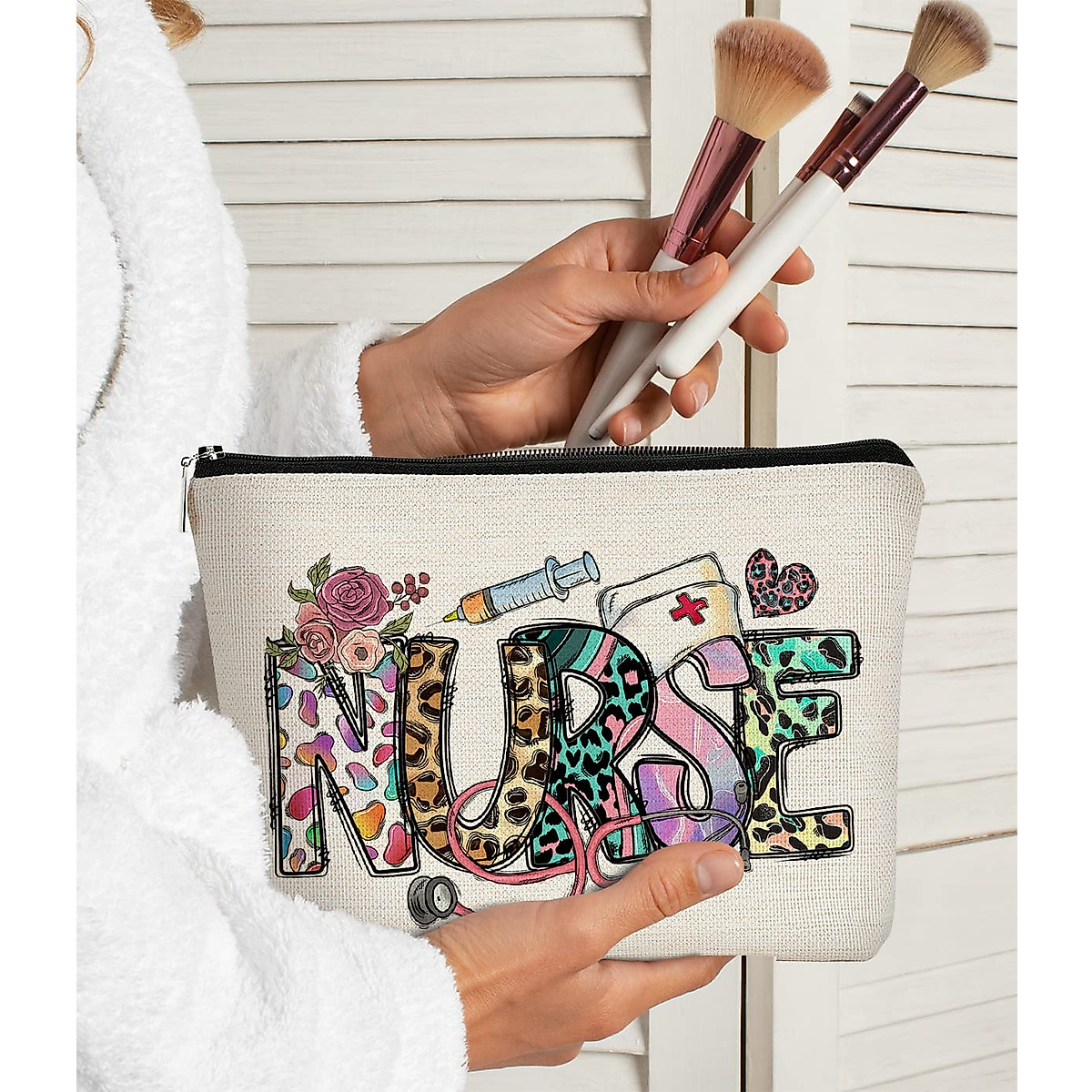 BARPERY Nurse Appreciation Gifts,Nurses Week Gifts,Nurse Bags for Work,Nurse Makeup Bag,Nurse Graduation Gift,Nurse Gifts for Women,Nurse Accessories for Work,Pink Leopard Nursing Cosmetic Bag