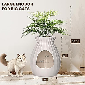 Freefa 【Upgraded】 Plant Litter Box with Odor Control System, Extra Large Cat Litter Box, Hidden Cat Litter Box Enclosure Furniture, Plant Litter Boxes for Cats, Kitty, with Door Curtain & Inner Liner