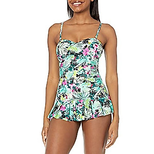 Profile by Gottex Women's Standard Beautiful Day Bandeau Swimdress, Multi/Grn, 44