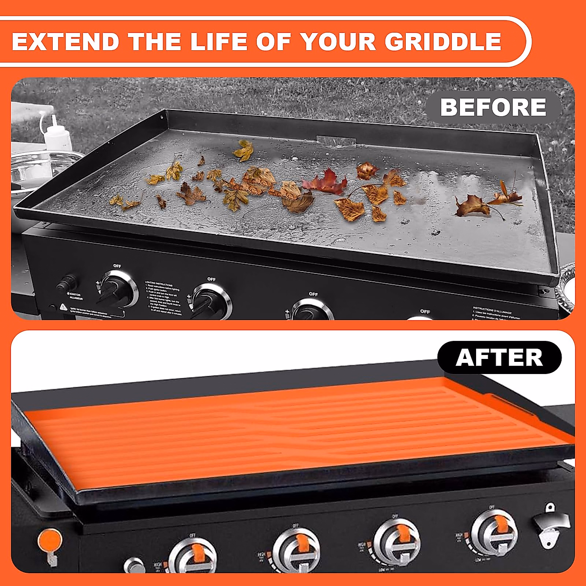 Silicone Griddle Mat for Blackstone 36 Inch Griddle, Heavy Duty Food Grade Silicone Mat, Protect Griddle from Rodents, Insects, Debris, and Rust, All Season Cooking Protective Cover