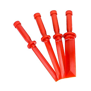 QWORK Plastic Chisel Scraper Set, 3/4", 7/8", 1", 1-1/2" Chemical Resistant Scraper Tool, No-marring Plastic Razor Scraper Remover Tool, Plastic Chisel Set for Removes Debris, Adhesives, Film, Paint