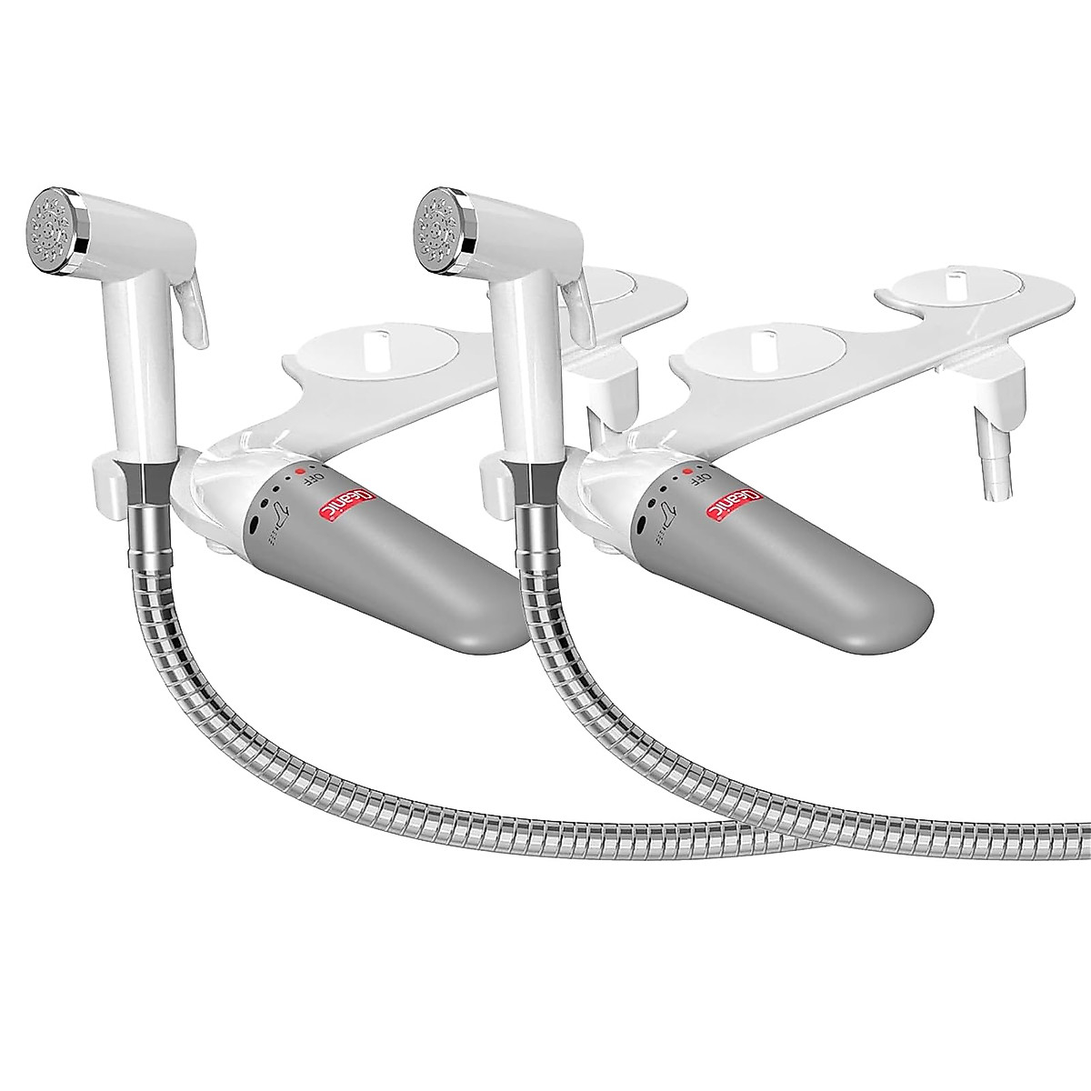 DEANIC 2-in-1 Bidet Attachment with Handheld Bath Bidet Sprayer, Ultra-Slim Adjustable Water Pressure Nozzle, Cold Water Non Electric Hand Sprayer for Toilet Seat (White， 2 Pack)