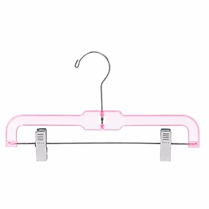 Only Hangers 12" Children's Pink Plastic Pant/Skirt Hanger - Pack of 25