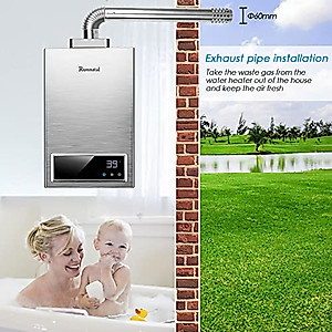 Tankless Water Heater, 3.17 GPM Instant Hot Natural Gas Water Heater with Constant Temperature, Indoor (Natural Gas)