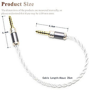 FSIjiangyi 4.4mm to 4.4mm Balanced Adapter OFC Silver 8-Strand 19-core Adapter Cable Suitable for Connecting Zen DAC Zen CAN Oriolus BA300S