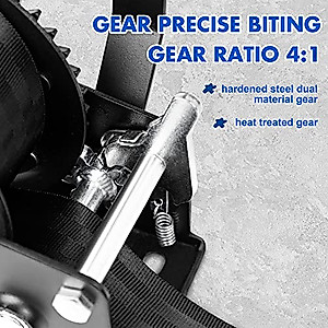 XPV AUTO Boat Trailer Winch 1200lbs Hand Winch with 26ft Blue Winch Strap, 2 Way Ratchet Manual Winch for Jet Ski Boat Towing Waterproof