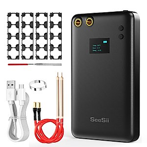 Spot Welder, Seesii 80 Gears Adjustable Portable Spot Welder with LCD Screen,Built-in 6000ma-h Battery Spot Welder with 5m Nickel & 4X4 Holders for 0.1/0.15mm Nickel Strip Welding Making Battery Packs