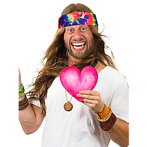 9 Pieces Hippie Tie Dye Bandana Headband Hippie Costume Set Hippie Non Slip Head Tie Hippie Neck Gaiter Gay Pride Rainbow Sun Protection Face Mask Balaclava for 60s 70s Hippie Accessories