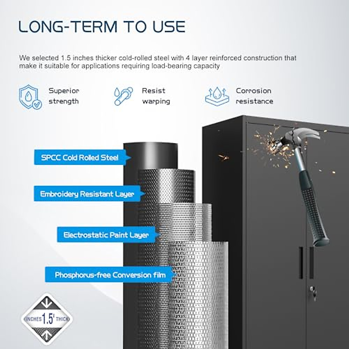 Maemttes 72" Metal Storage Cabinet with Doors and Shelves, Tall Garage Cabinets Lockable File Cabinet, Heavy-Duty Locker Cabinet Tool Cabinet for Garage, Office, Home, Kitchen (Black)