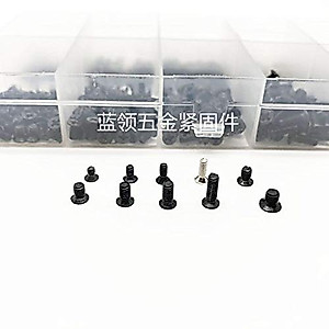 500Pcs M2 M2.5 M3 Screw Flat Head Machine Screws for Laptop Notebook Screws Set Kit for Computer Small Black Bolts SCRW-041919
