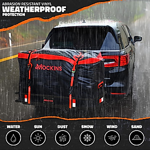 Mockins 48"x18"x6" Heavy Duty Trailer Hitch Cargo Carrier & 15CuFt Waterproof Cargo Bag for Hitch Carrier w/ 4 Packing Cubes | Folding Luggage Rack for SUV/Car & Cargo Carrier Hitch Mount Accessories