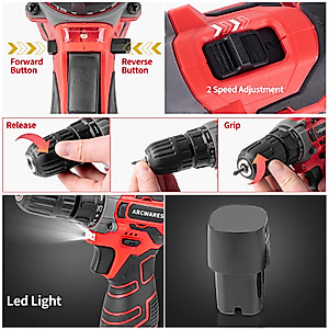 Cordless Power Drill Set, 16.8V Electric Drill Driver Kit, Cordless Power with Battery and Charger,3/8" Keyless Chuck, 2 Variable Speed, 2-Variable Speed Power Drill Kit for Father's Day