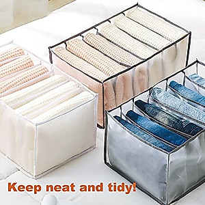 Wardrobe Clothes Organizer, 2 PCS Large Clothes Organizer for Folded Clothes, 17.5 in-7 Grid Drawer Organizers for Clothing, suitable for Hoodies/sweaters/jeans/towel