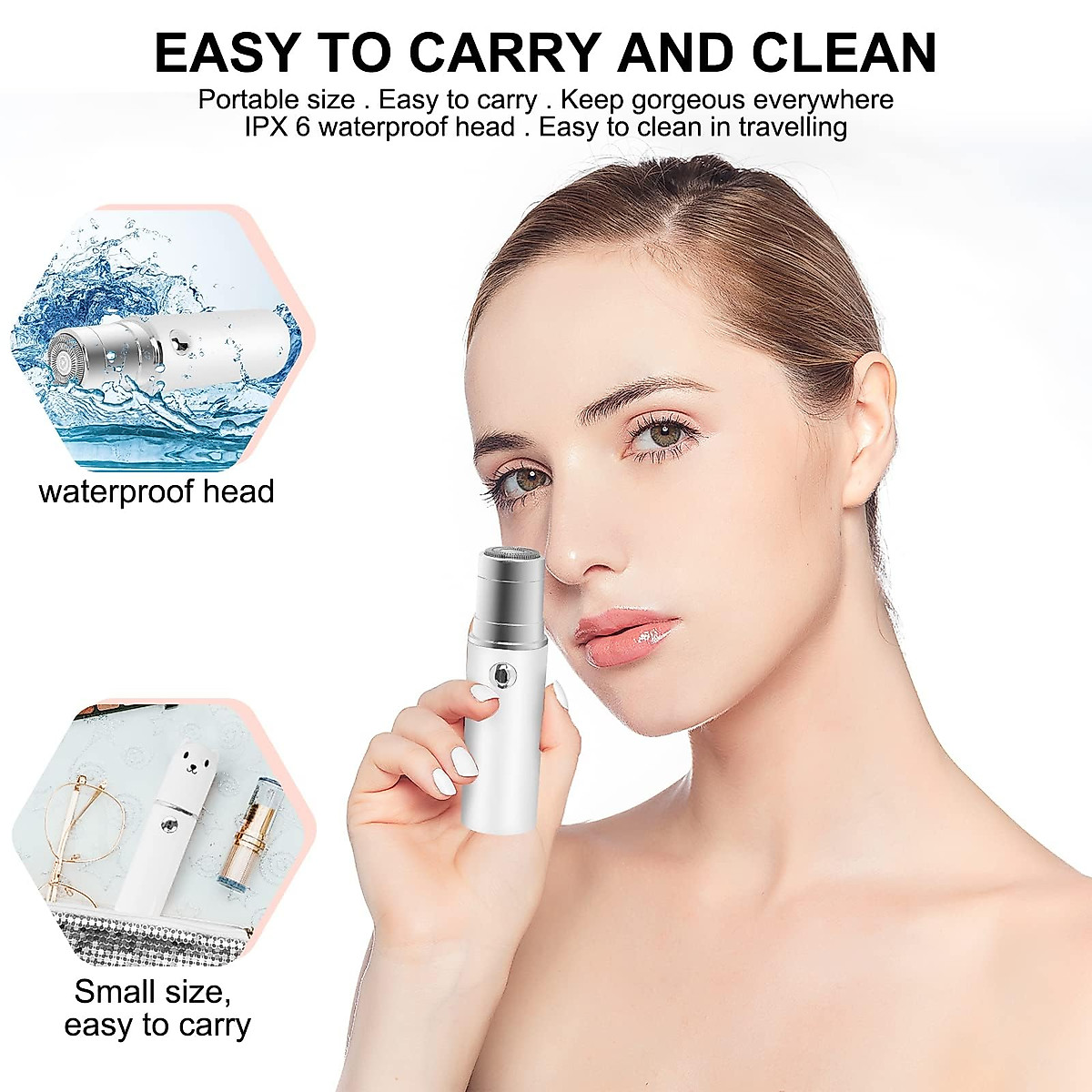 Flawless Hair Remover for Women, Rechargeable Painless Face Shavers for Women with 1× Replacement Head, Noise-Free Electric Facial Hair Removal on Full Charge, for Face, Upper Lips, Chin, Arms, Legs
