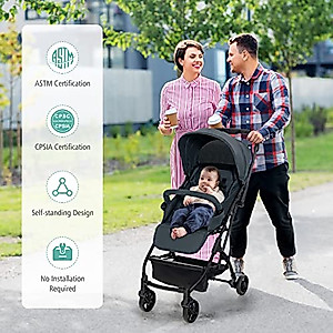 Jogging Stroller, One-Hand Fold Jogger Travel System with 360° Rotate Front Wheels Backrest Adjustable Canopy Safety Harness Footrest Storage Basket Lightweight Jogger Stroller for Baby (Black)